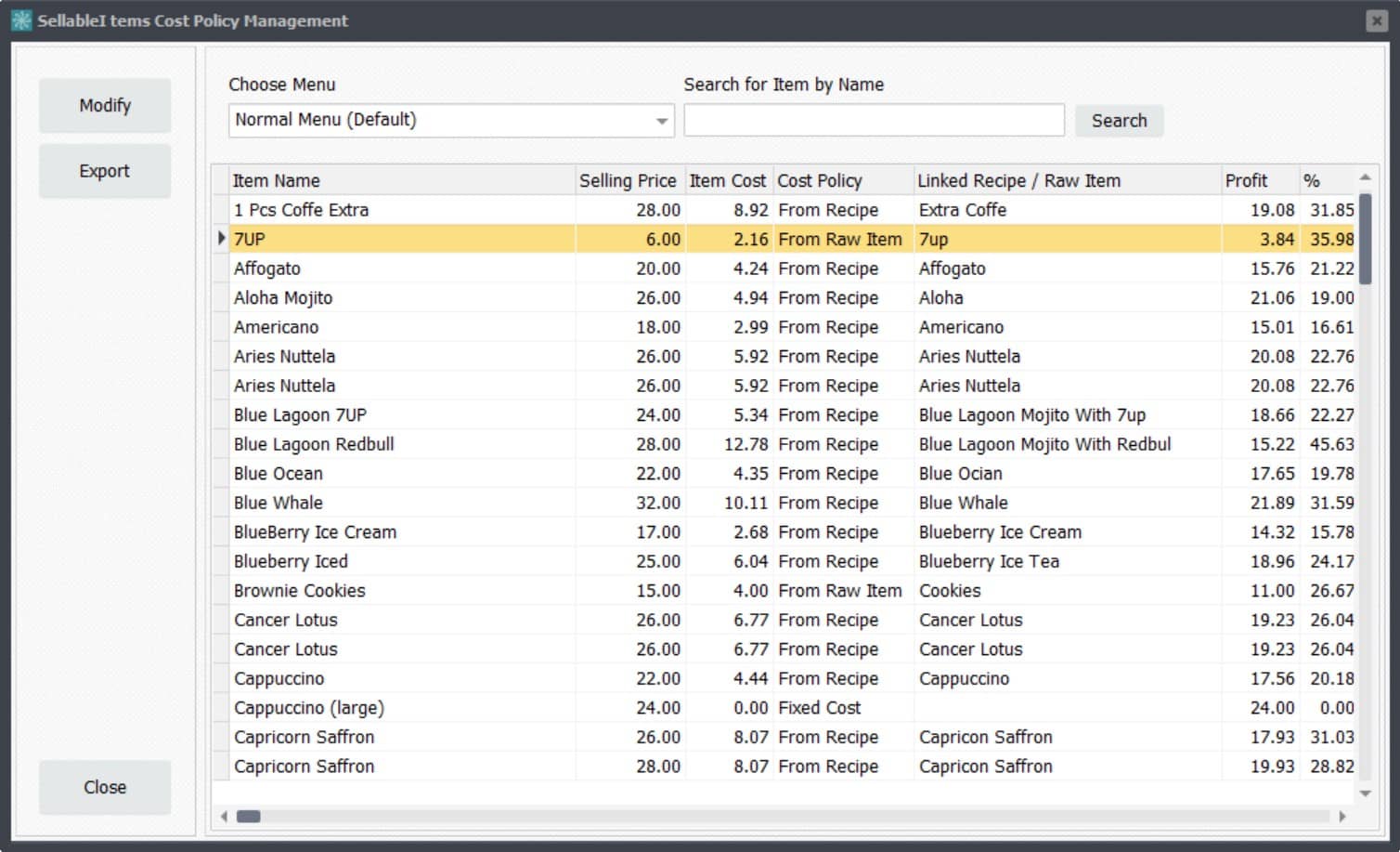 Restaurant Recipe Management